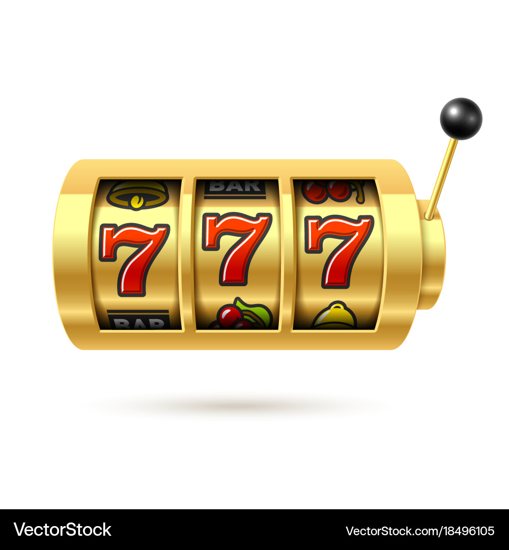 Slot machine with lucky sevens jackpot Royalty Free Vector