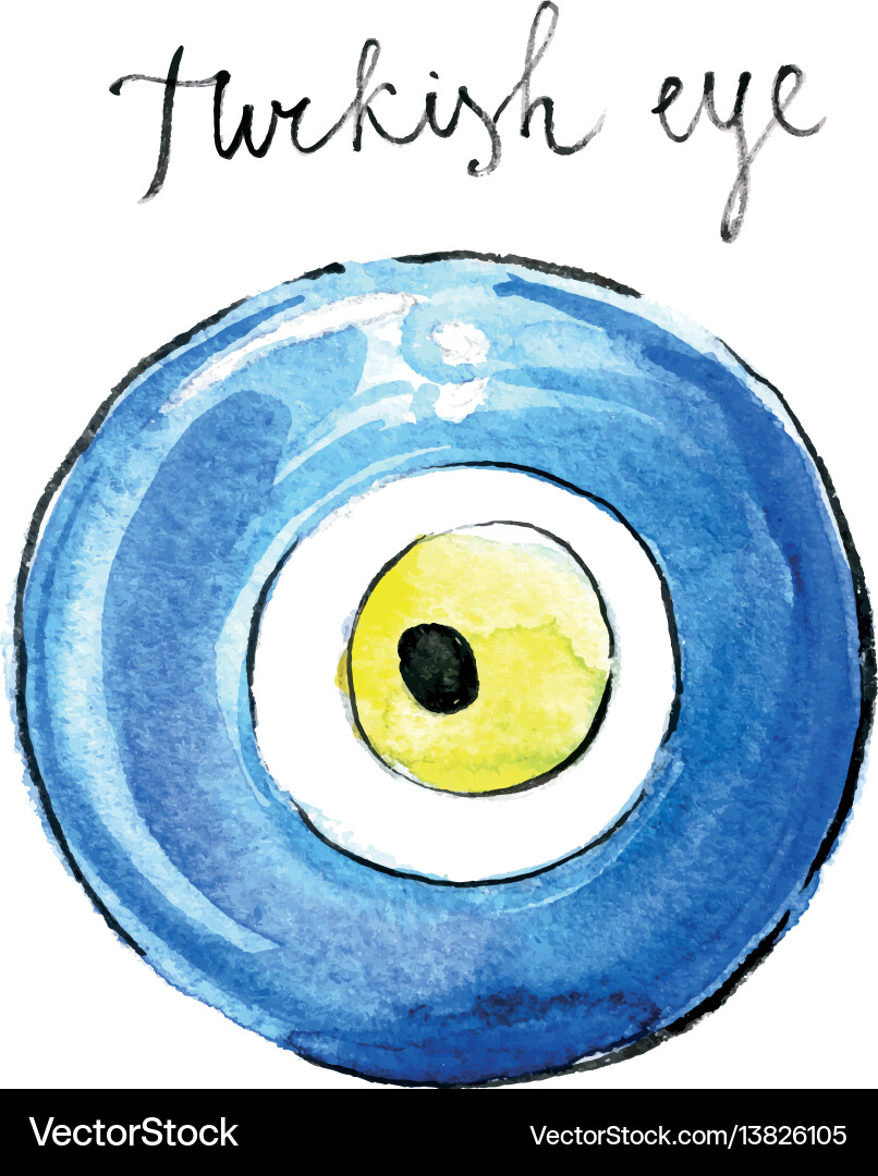 Watercolor turkish eye Royalty Free Vector Image