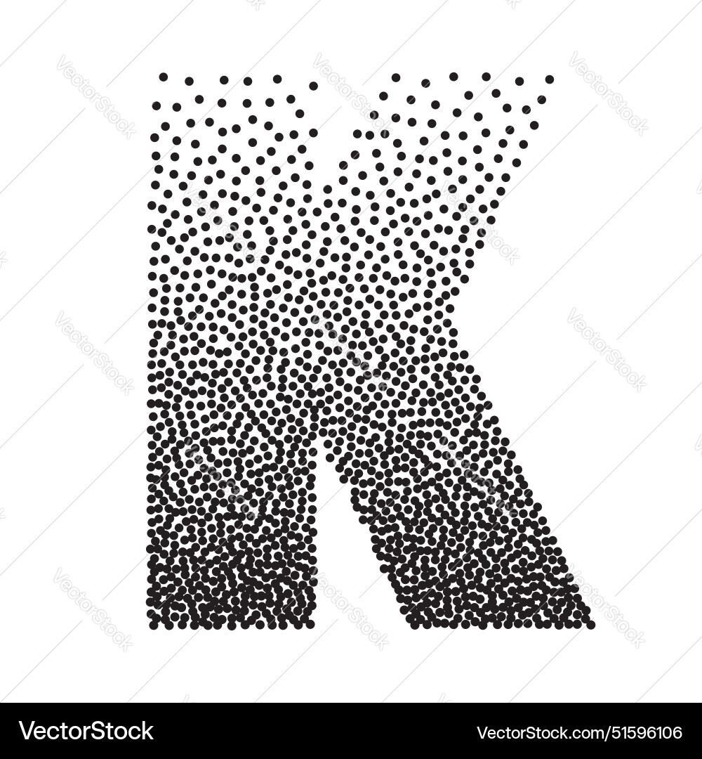 Halftone gradient grain letter k stipple Vector Image