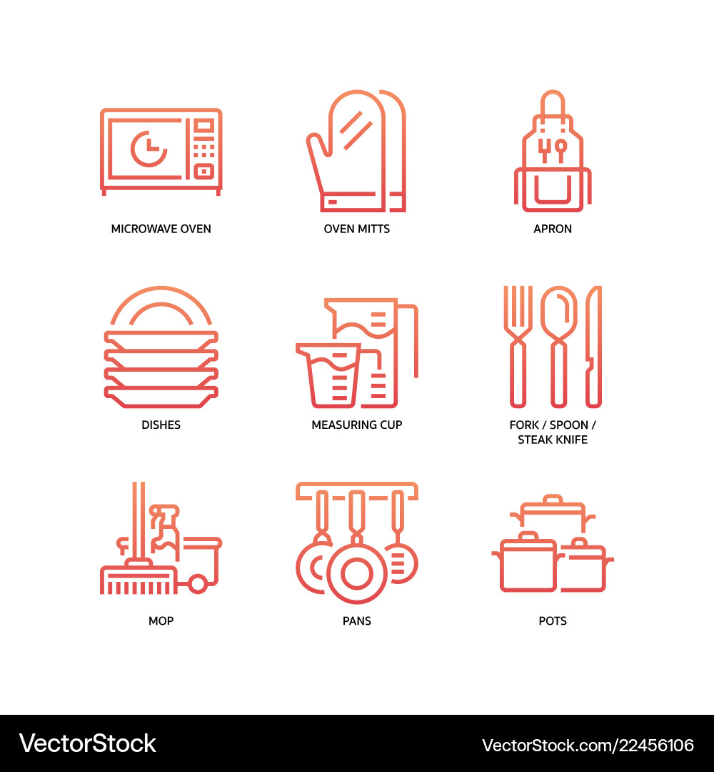 Kitchen and cookware icons Royalty Free Vector Image