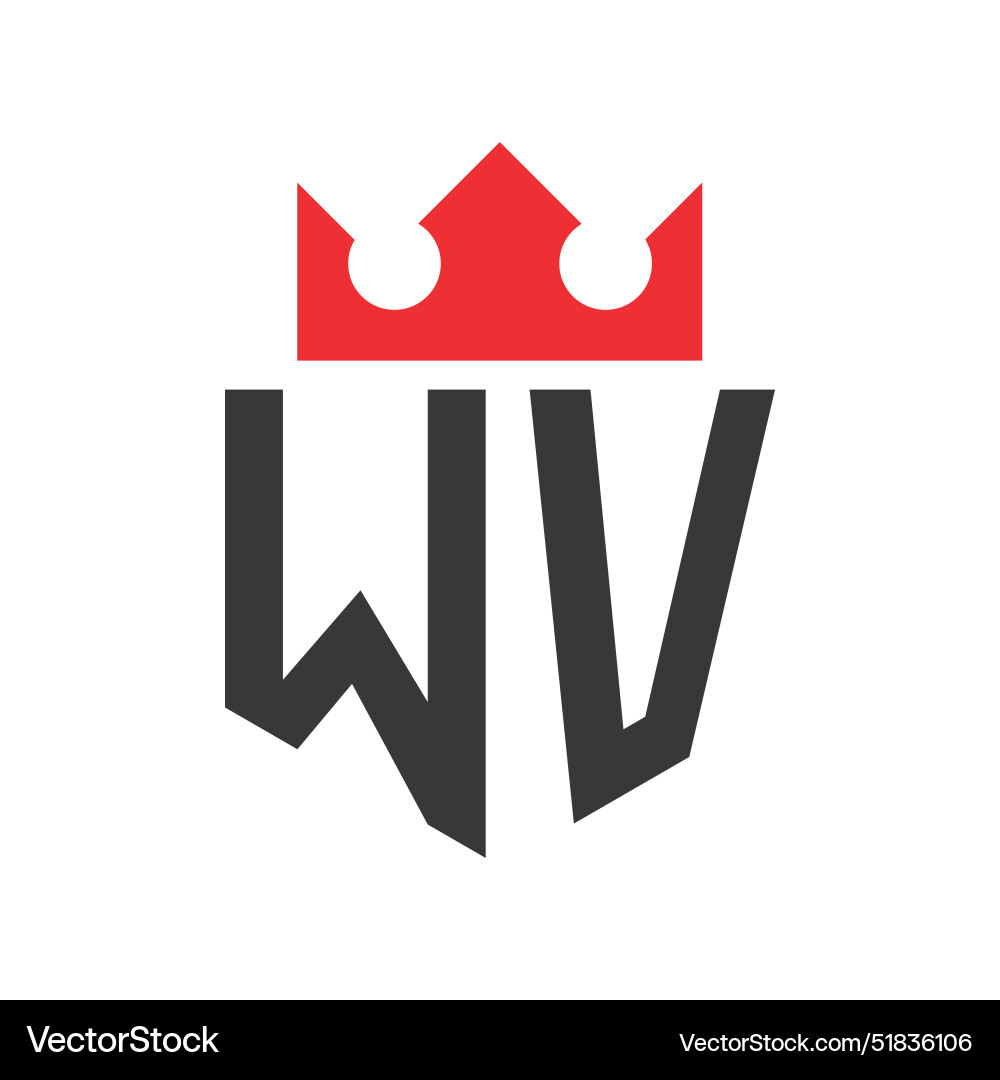 Letter wv crown logo Royalty Free Vector Image