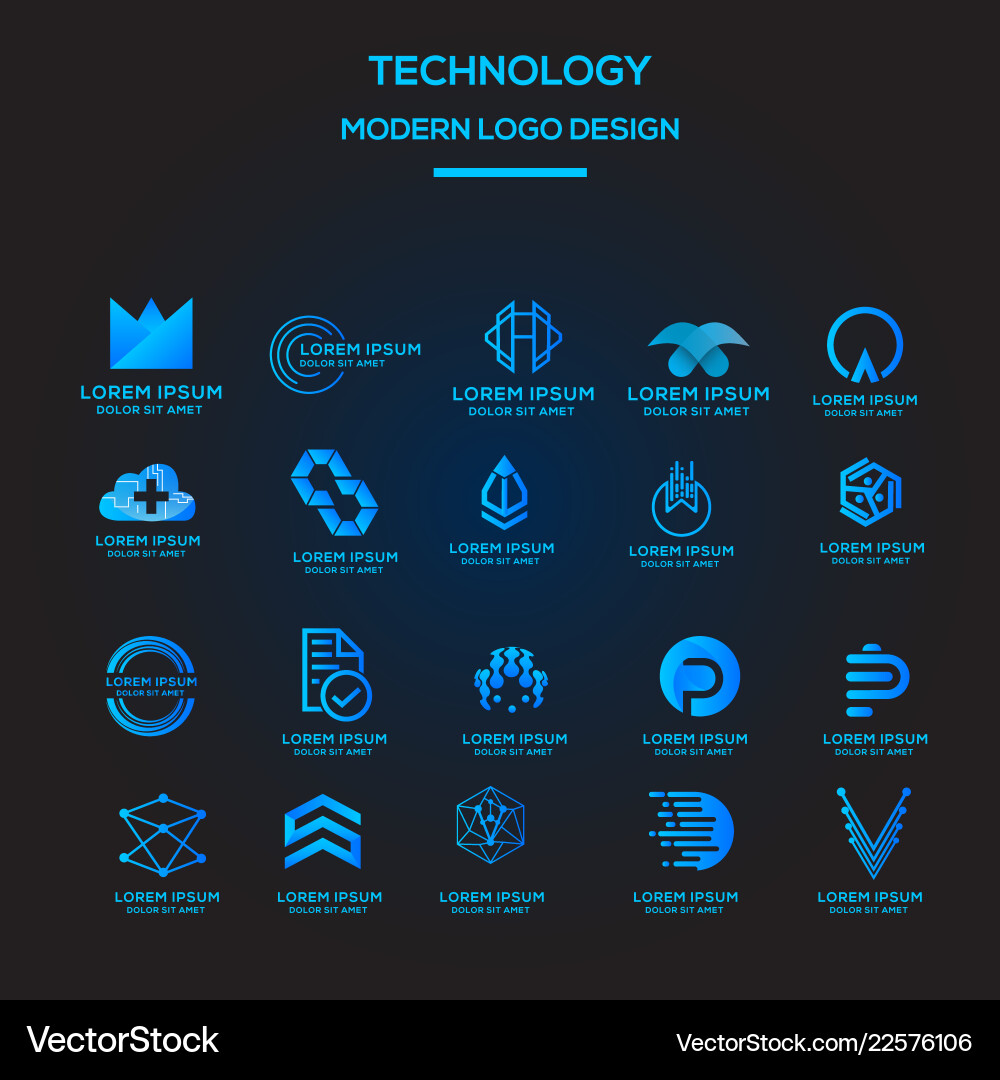 Modern Technology Logo Collection Royalty Free Vector Image