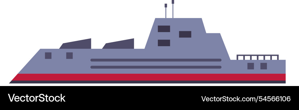 Modern warship sailing on water featuring stealth Vector Image