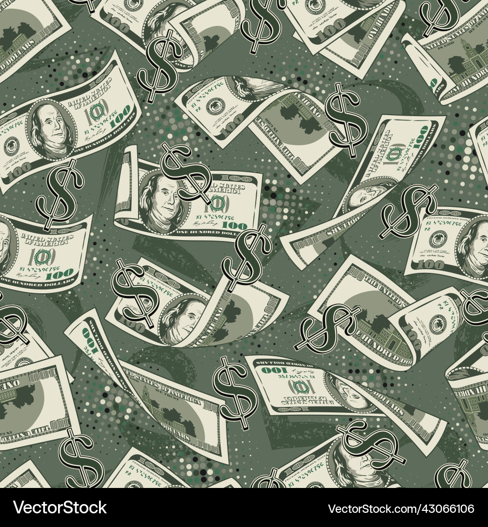 Money Pattern - Dollar Bills & Chaos Vector Image