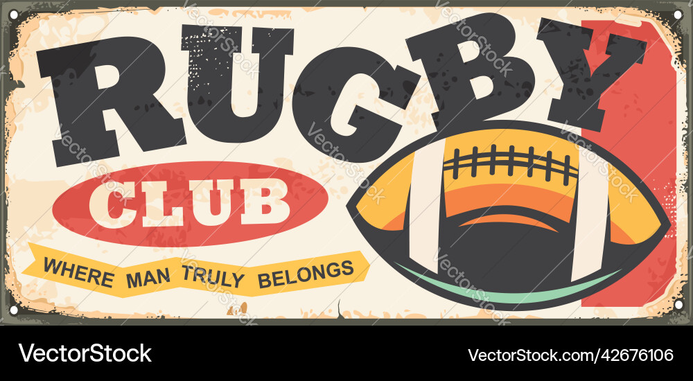 Rugby club retro sign post Royalty Free Vector Image