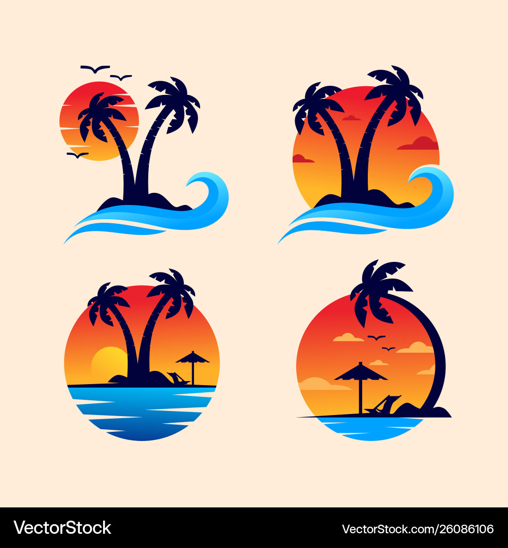 Sunset Beach Logo Beach Sunset Logo Stock Illustrations – 31,432