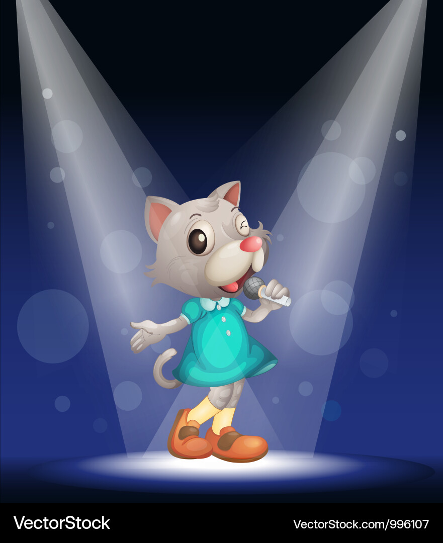 Cat stage performance Royalty Free Vector Image