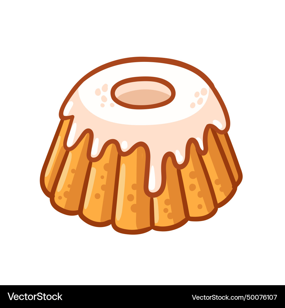 White cake with glaze isolated Royalty Free Vector Image