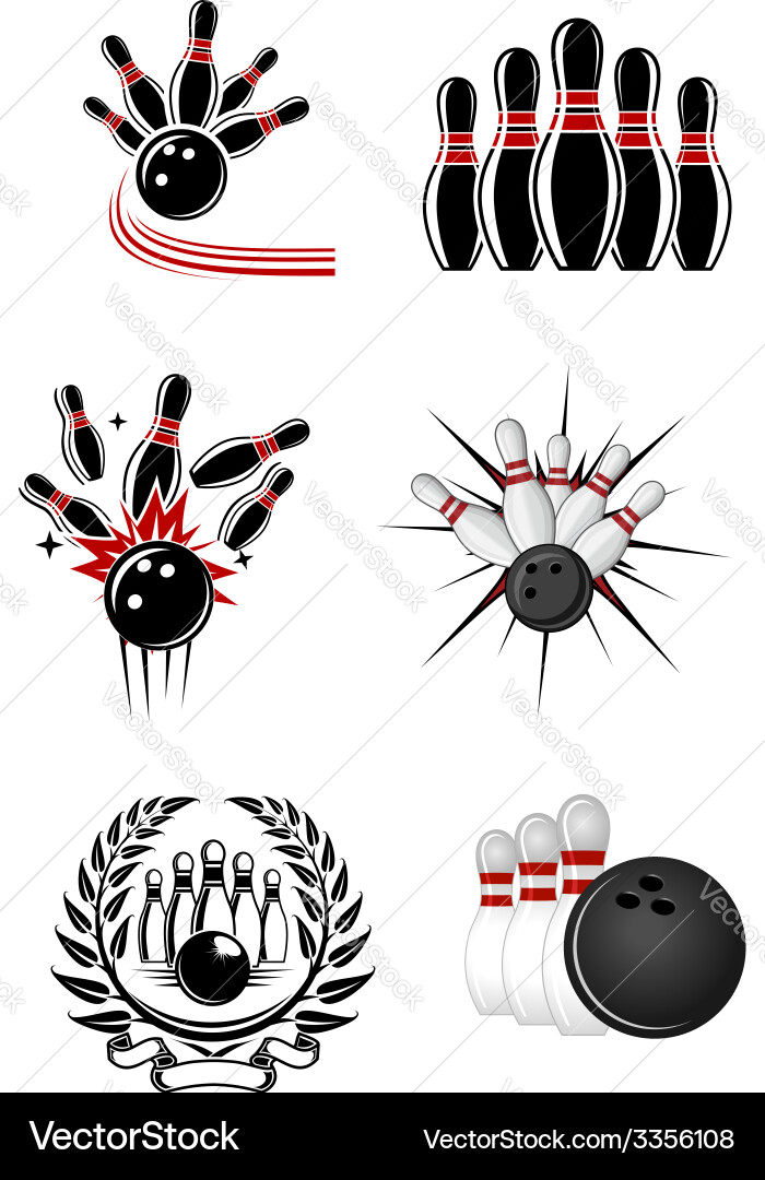 Bowling sports emblems and symbols Royalty Free Vector Image