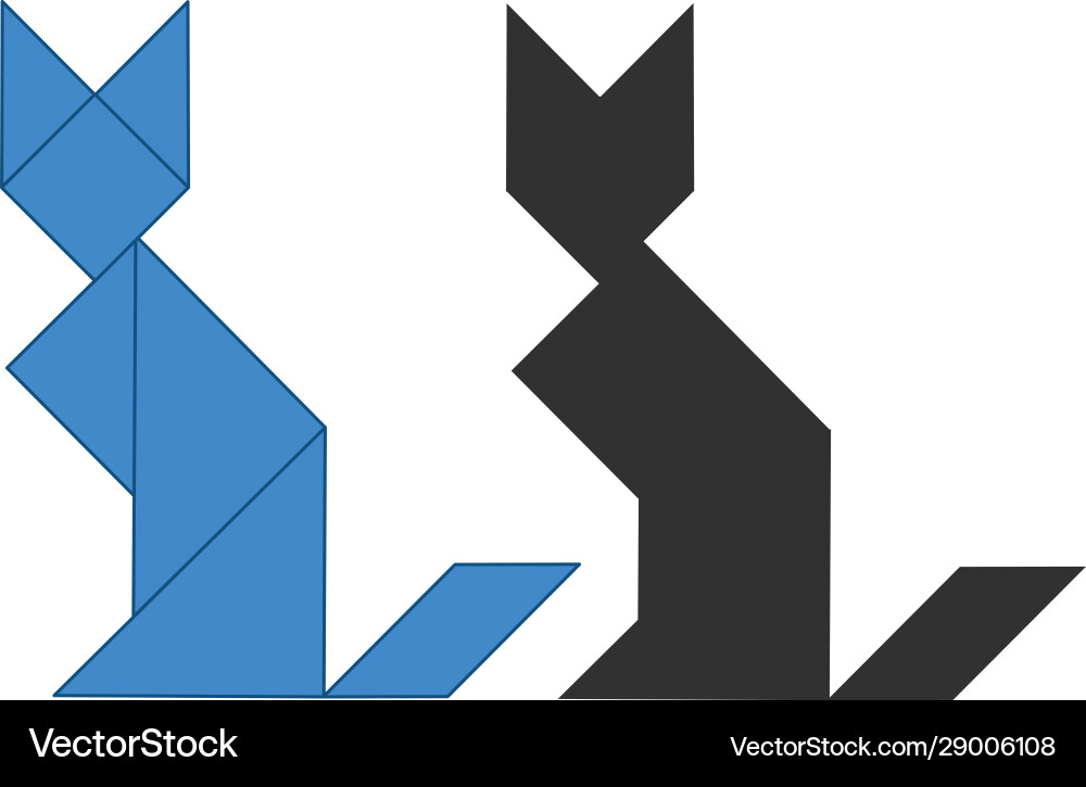 Cat tangram traditional chinese dissection puzzle Vector Image