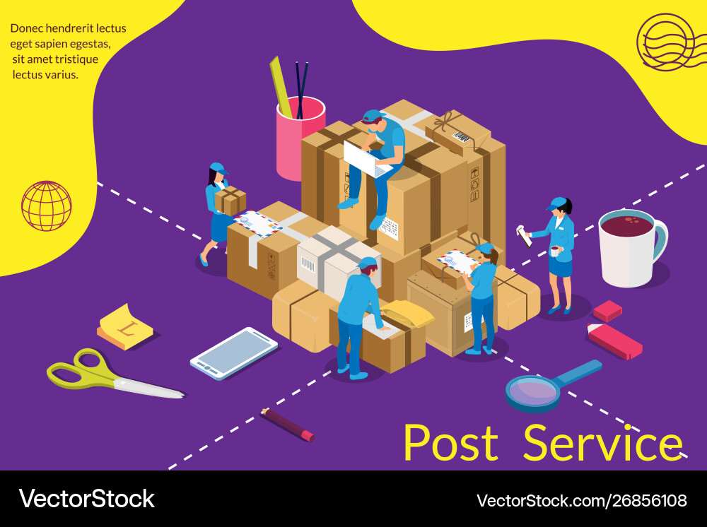 Delivery and post service concept isometric Vector Image