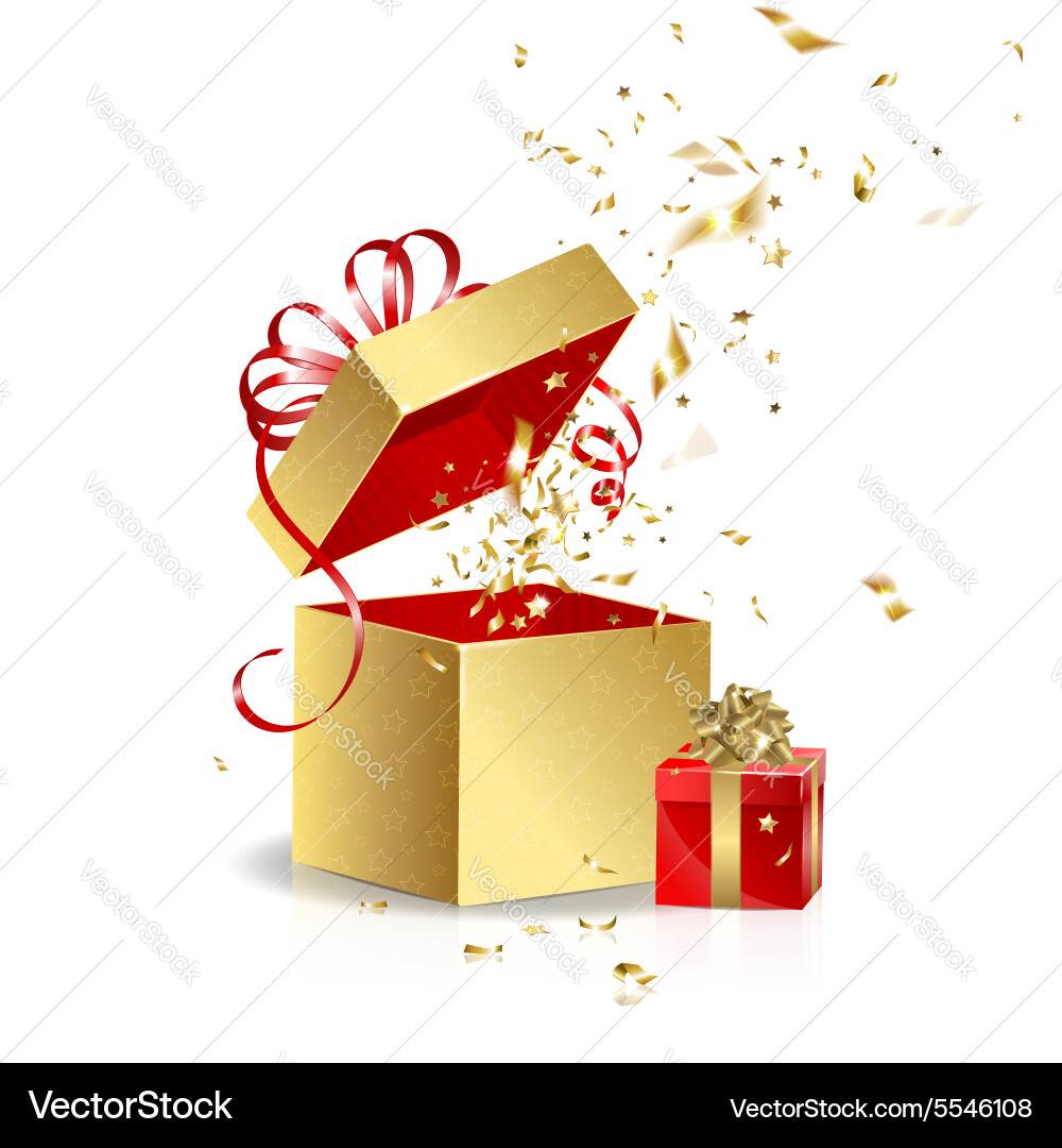 Gift boxes with confetti Royalty Free Vector Image