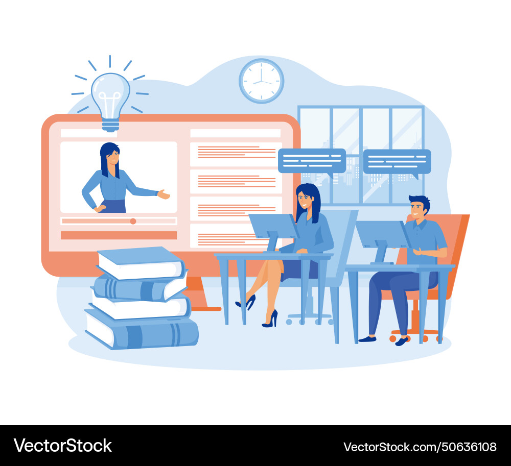 Online education courses the teacher teaches Vector Image