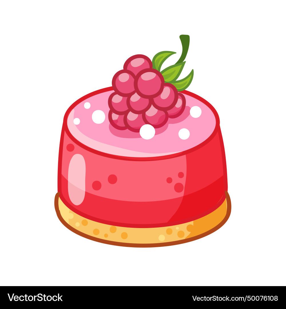 Raspberry jelly cake cartoon sweet dessert pink Vector Image
