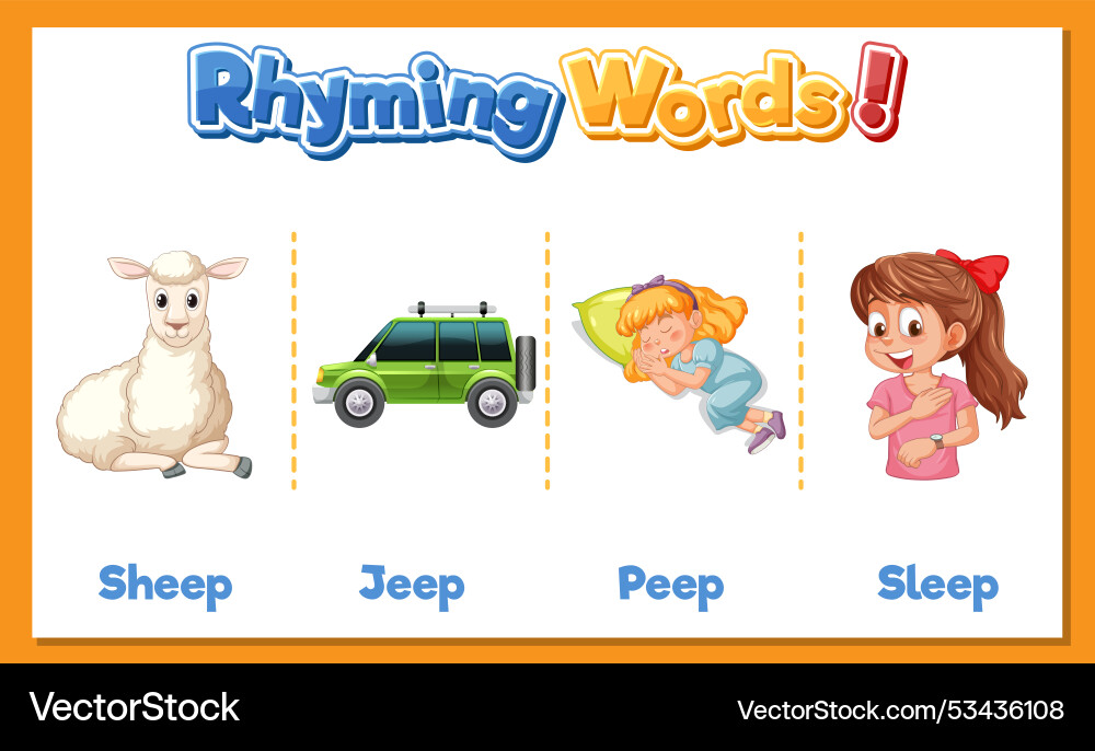 Rhyming words with images Royalty Free Vector Image