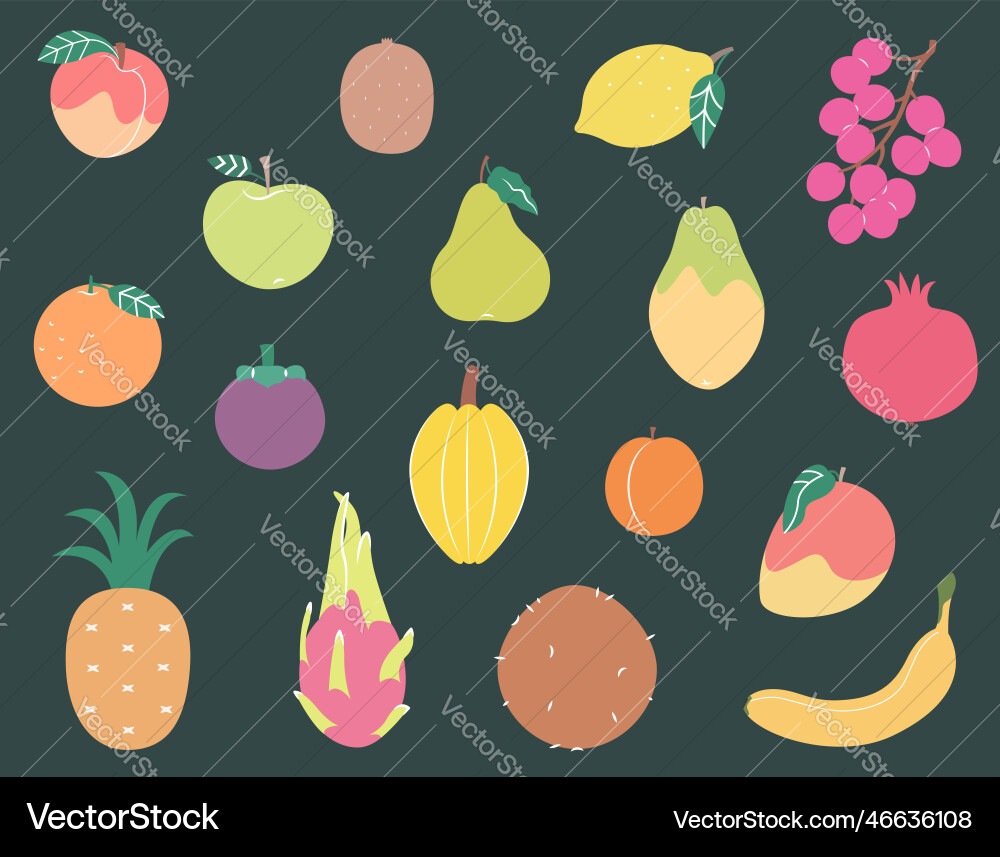 Set of different fruits Royalty Free Vector Image