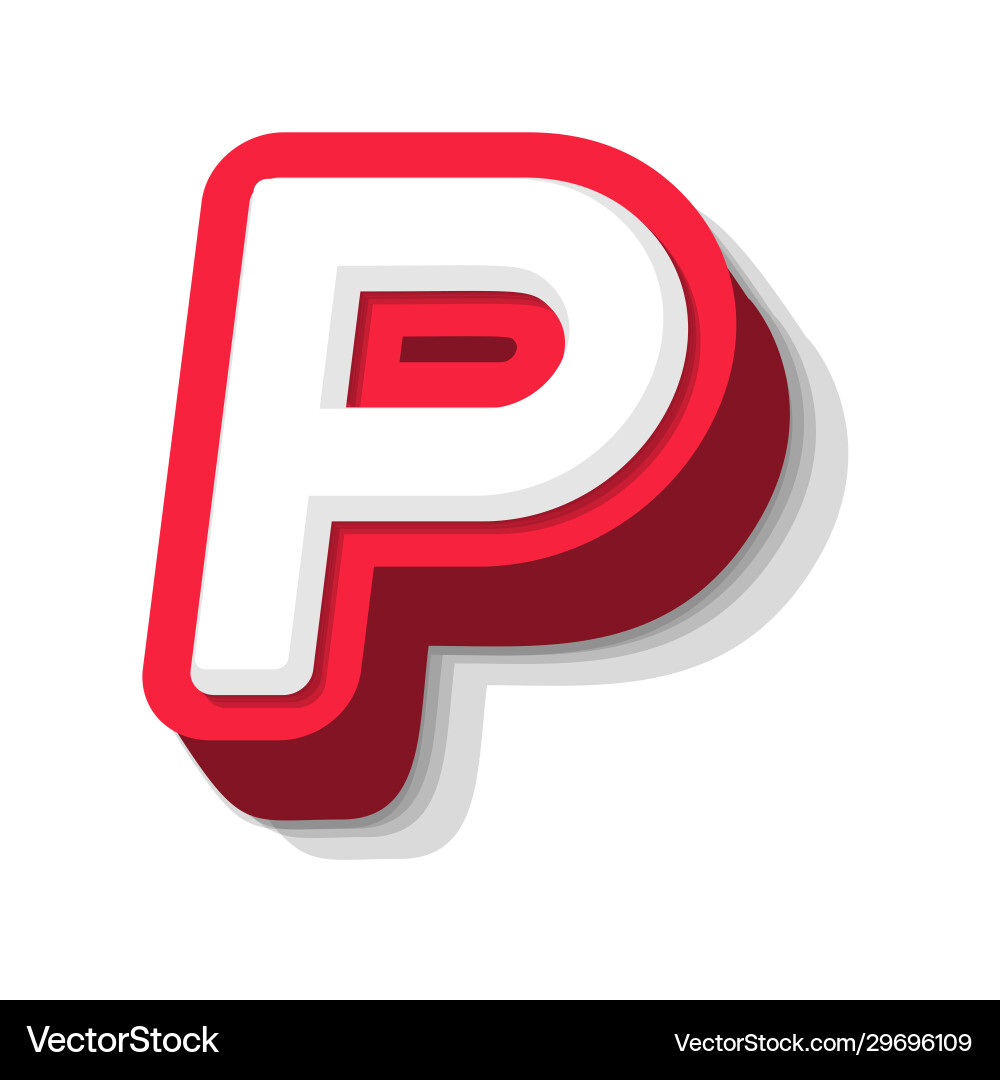 3d bold funny letter p heavy type for modern Vector Image