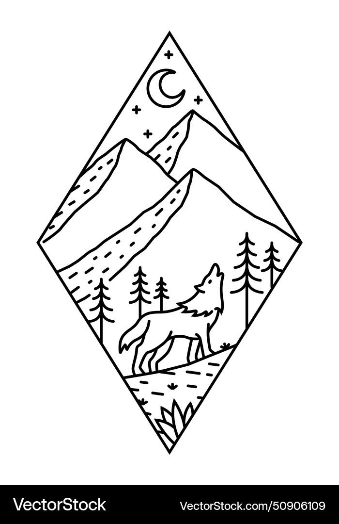 Beautiful nature line art Royalty Free Vector Image