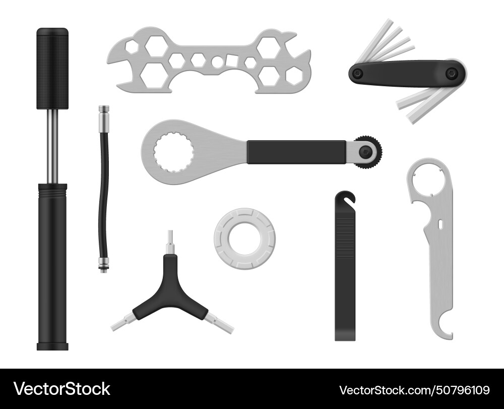 Bicycle repair tools bike mechanic workshop set Vector Image
