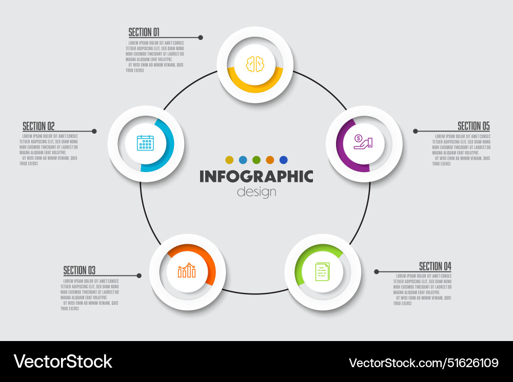 Circular scheme with six round paper white Vector Image