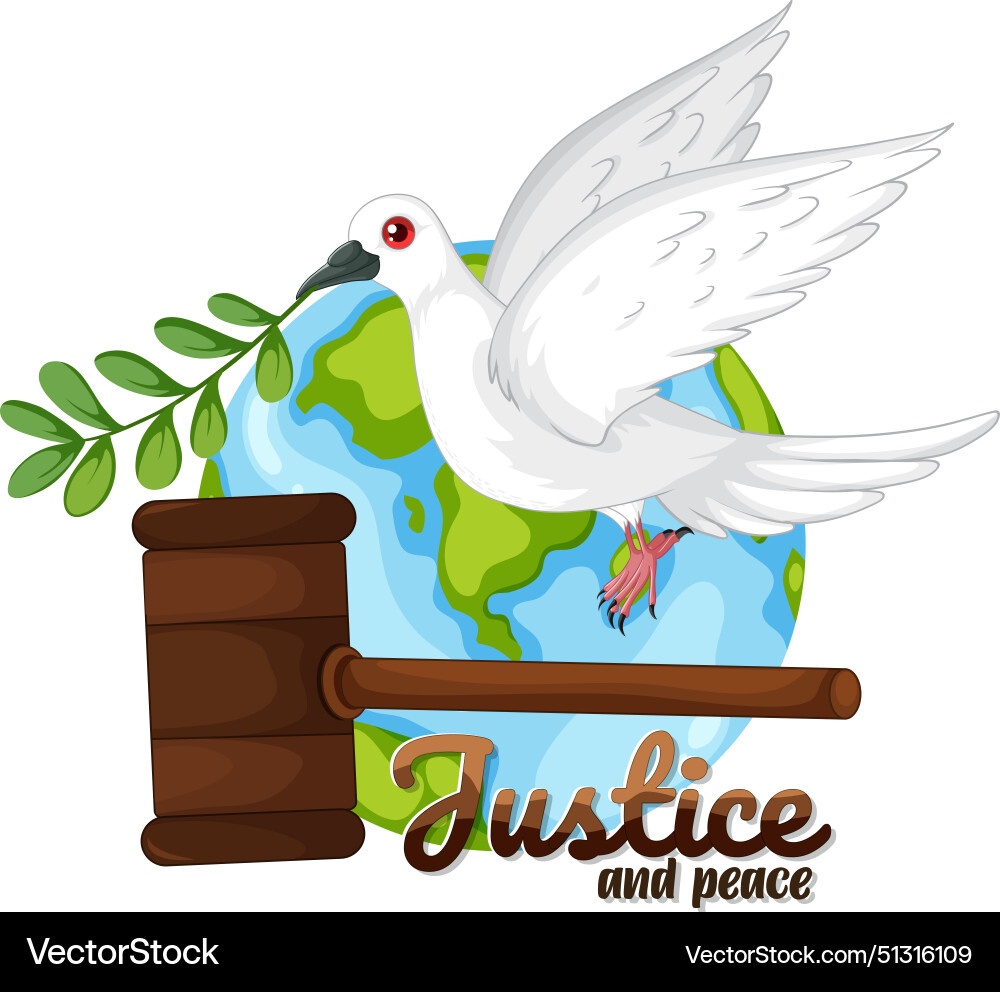 Dove globe and gavel symbolizing justice peace Vector Image