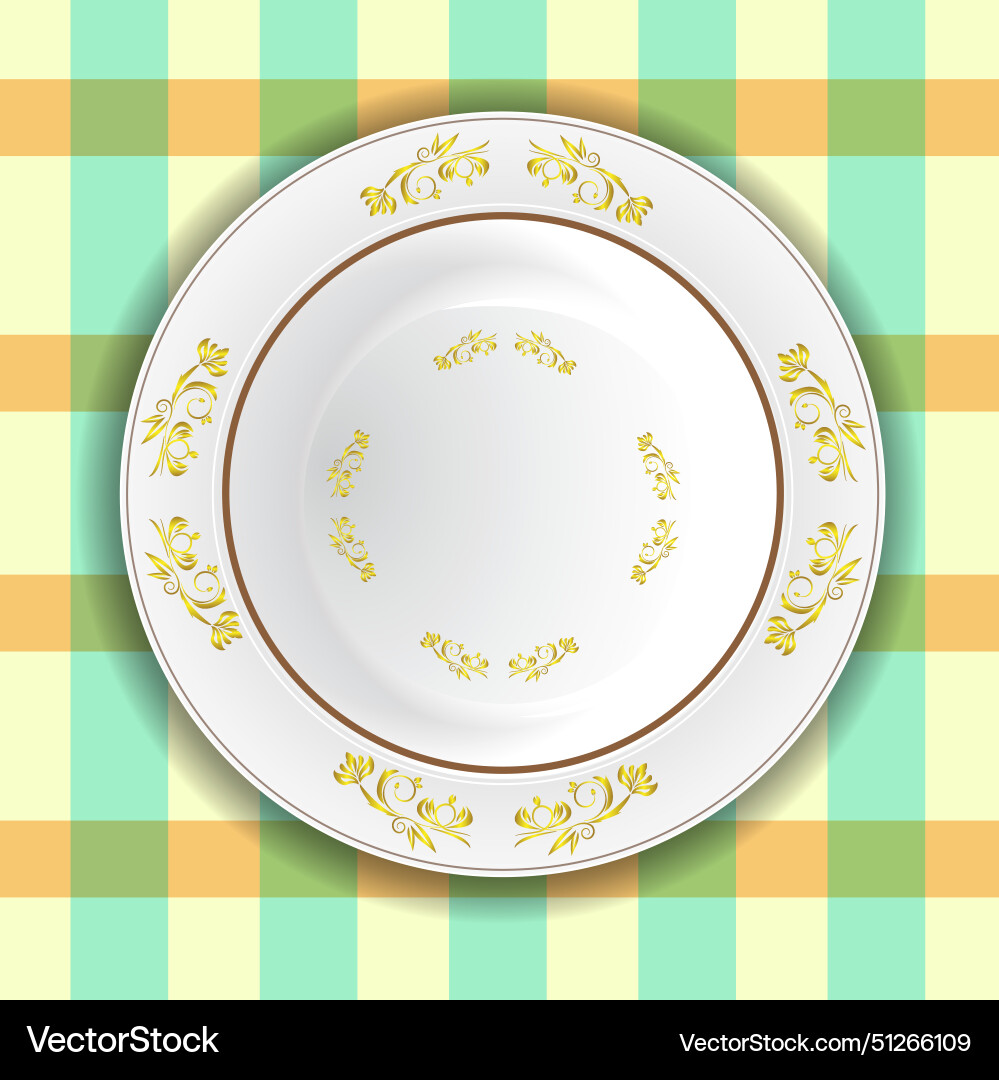 Gold pattern ceramic plate Royalty Free Vector Image