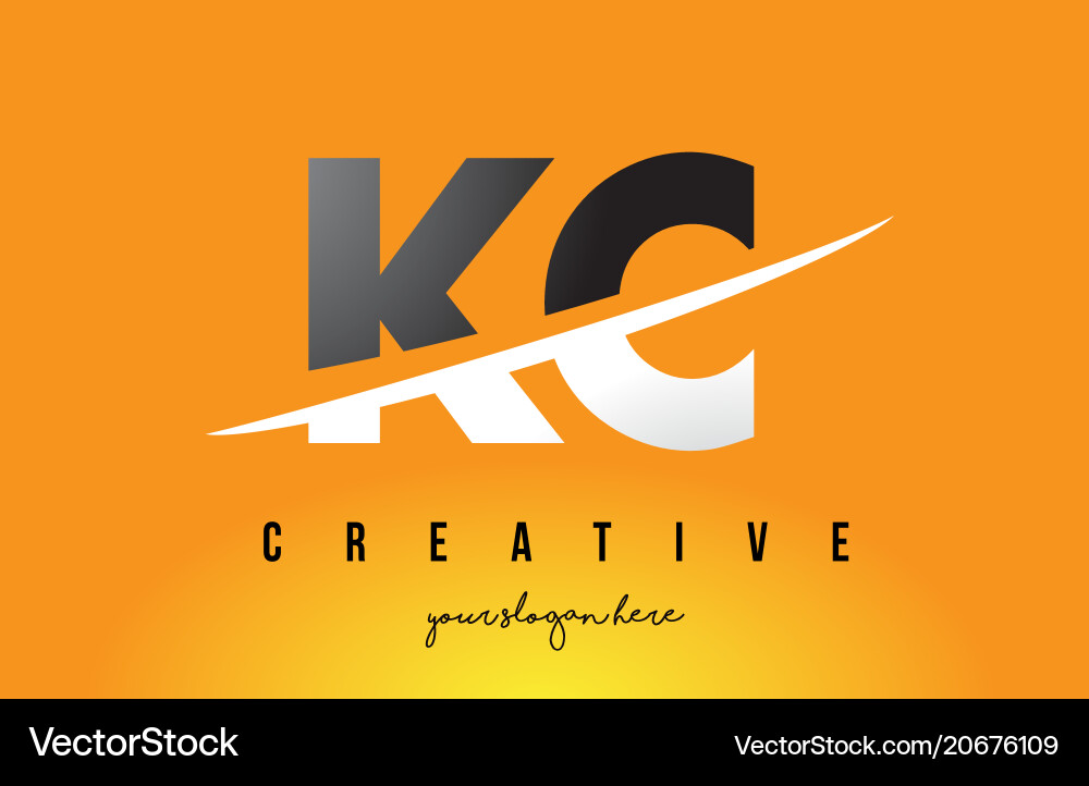 Kc k c letter modern logo design with yellow Vector Image