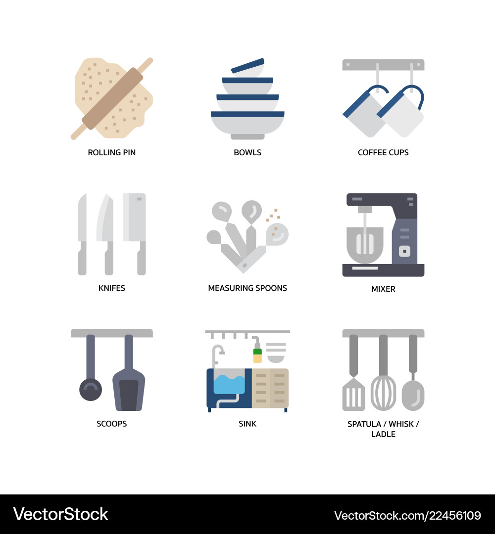Kitchen and cookware icons Royalty Free Vector Image
