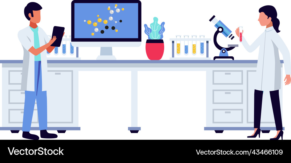 Pharmaceutic laboratory workplace composition Vector Image