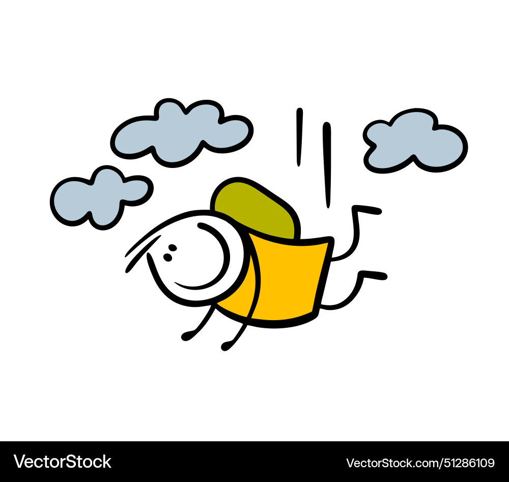 Stickman athlete in free fall the sky among Vector Image