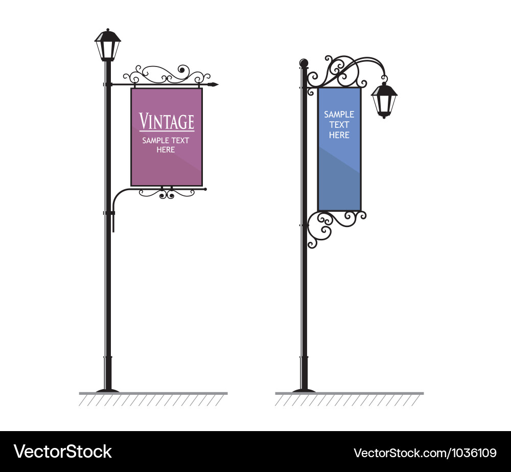 Vintage lamp post sign Royalty Free Vector Image