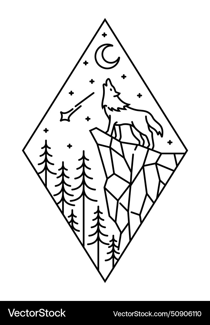 Beautiful nature line art Royalty Free Vector Image