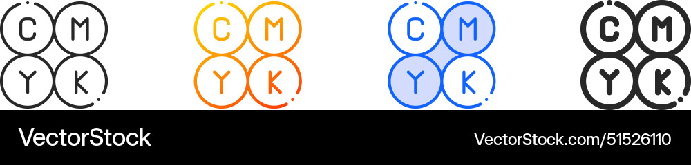 Cmyk iconthin linear gradient blue stroke Vector Image