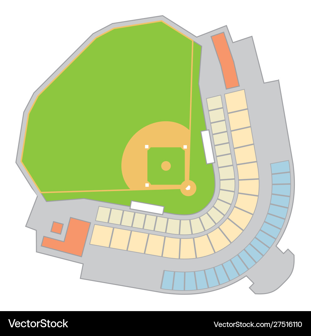 Colored floor plan a fictitious baseball stadium Vector Image