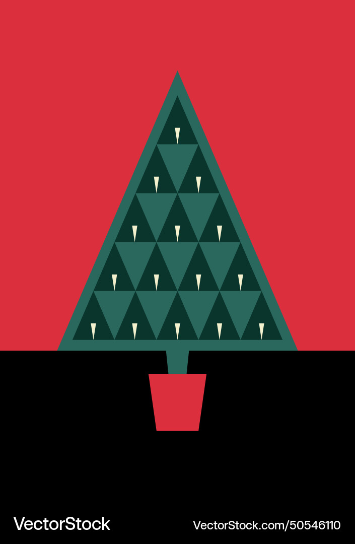 Geometric christmas tree poster card design Vector Image