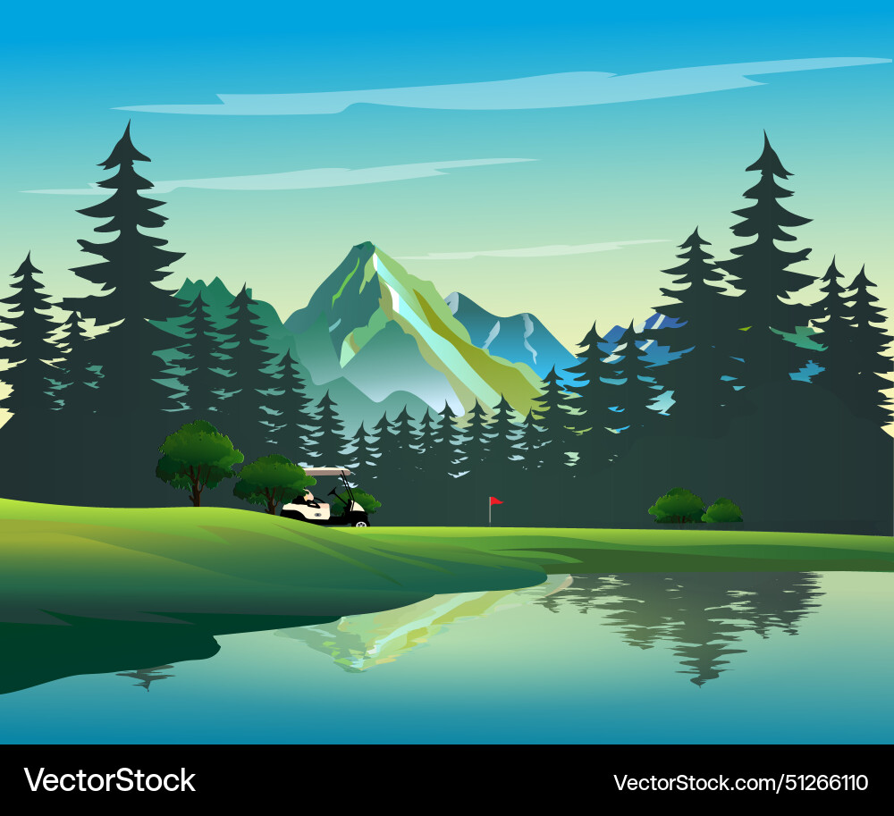 Golf course view Royalty Free Vector Image - VectorStock