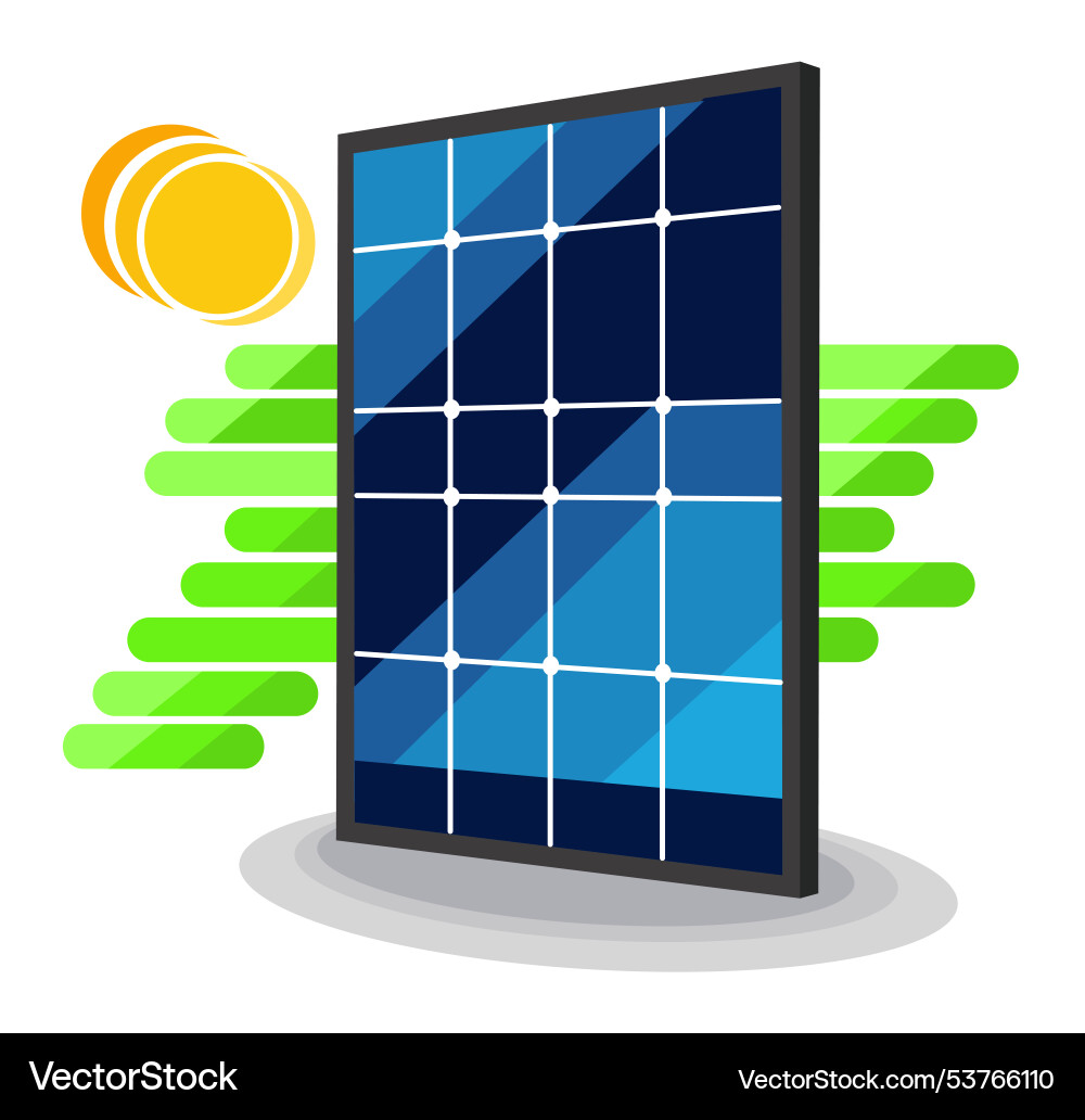 Green transition solar panel icon isolated Vector Image