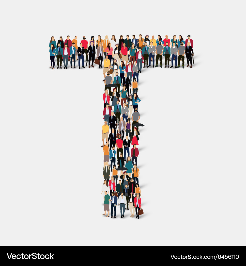 Group people letter form Royalty Free Vector Image