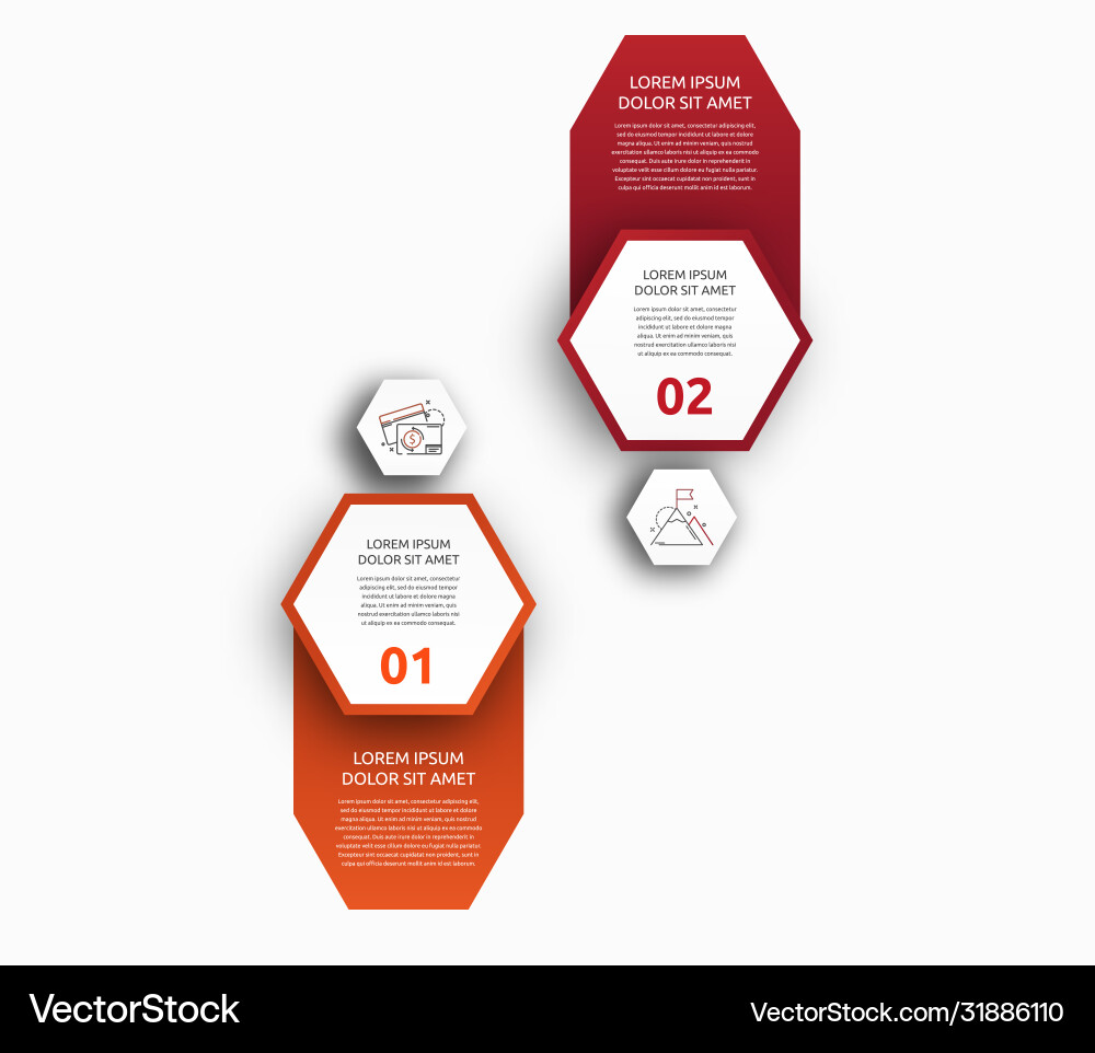 Infographic with 2 hexagons labels Royalty Free Vector Image