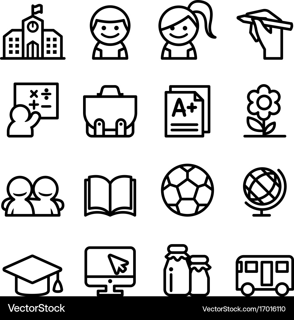 School icon set thin line Royalty Free Vector Image