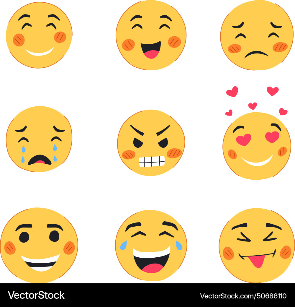 Smiley set cartoon Royalty Free Vector Image - VectorStock