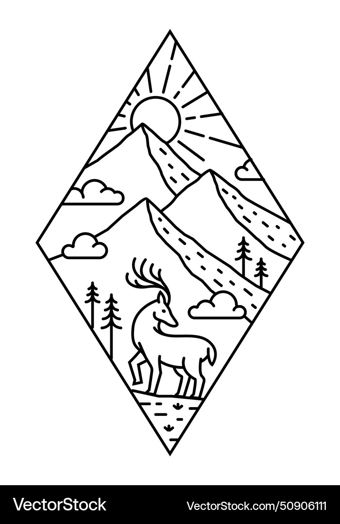 Beautiful nature line art Royalty Free Vector Image