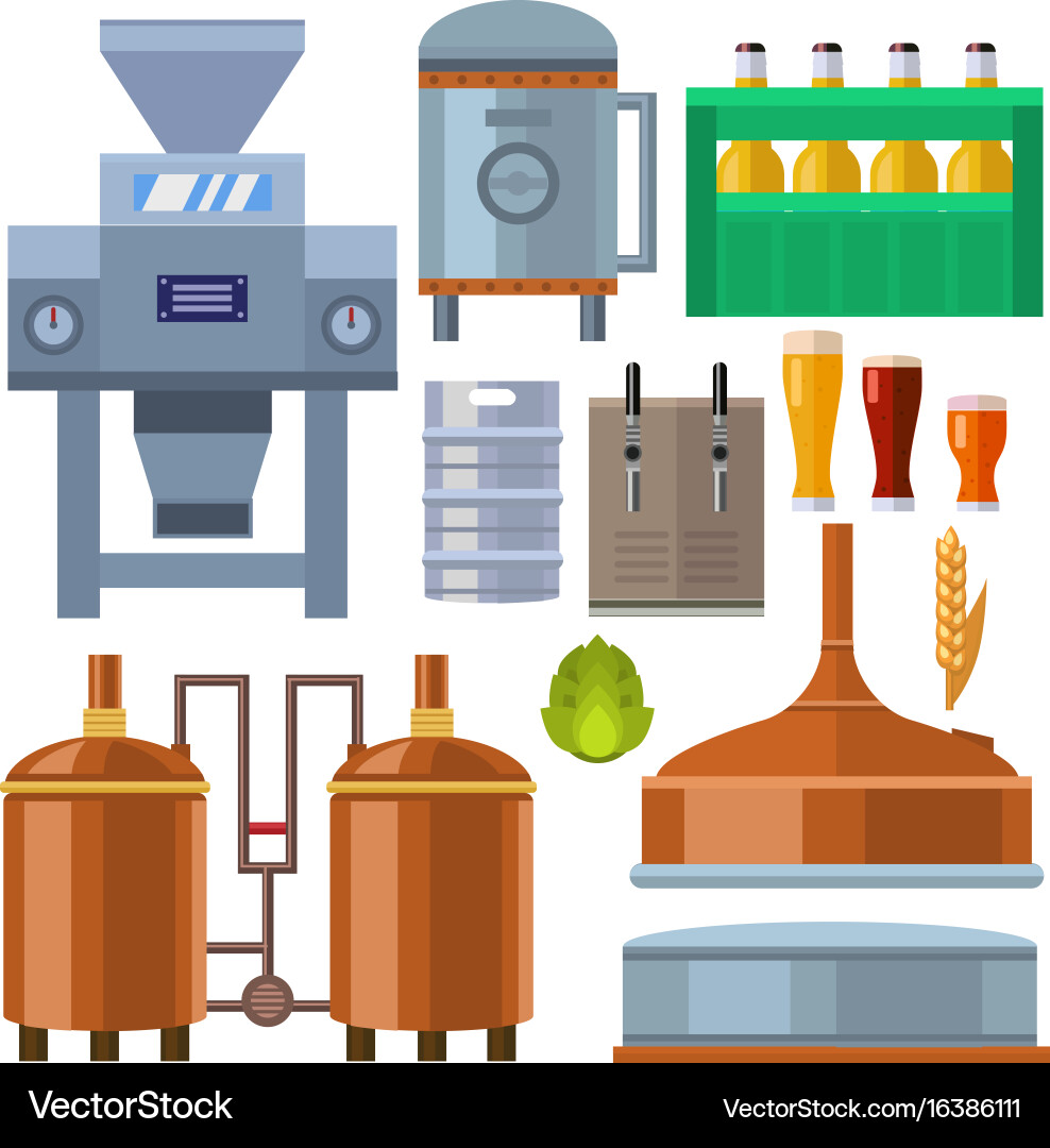 Beer brewing process alcohol factory production Vector Image