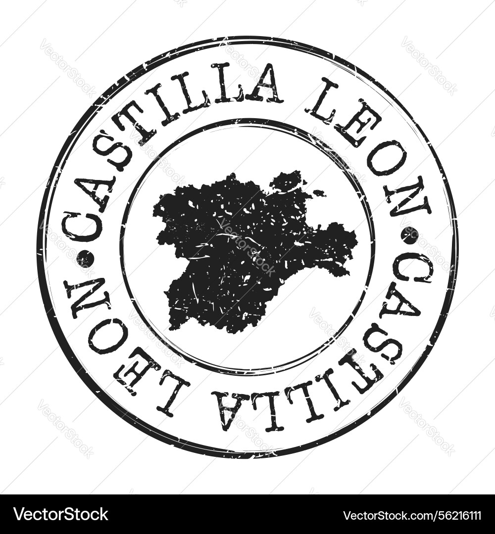Castile and leon spain map postmark Royalty Free Vector