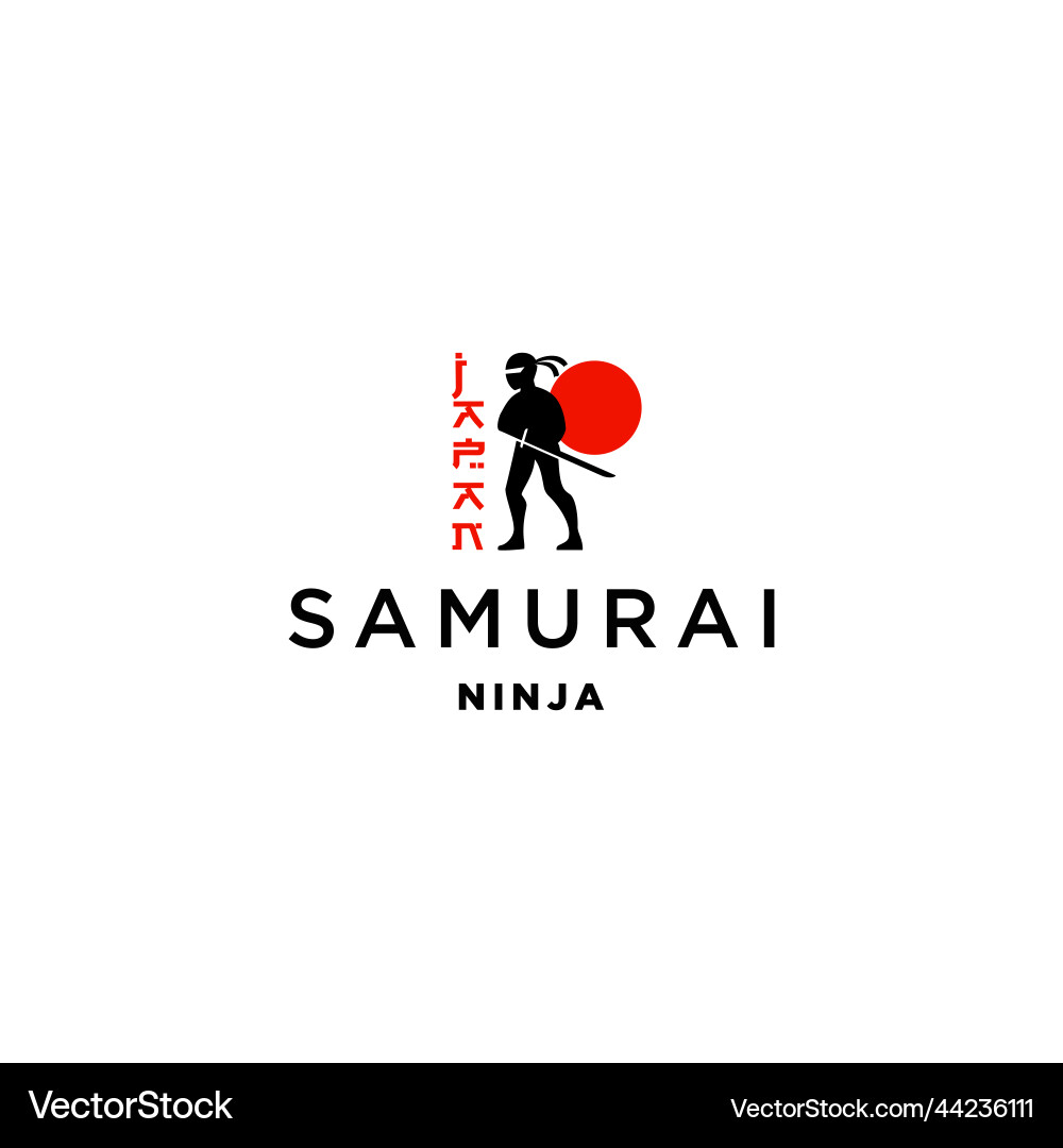 Japan ninja standing with sword logo design Vector Image