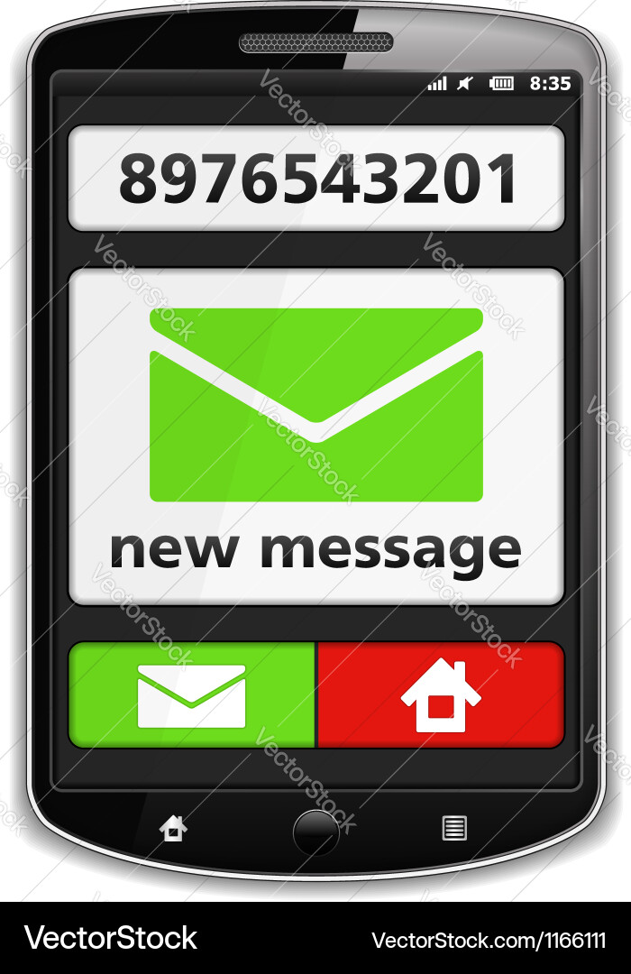 Mobile phone with sms Royalty Free Vector Image