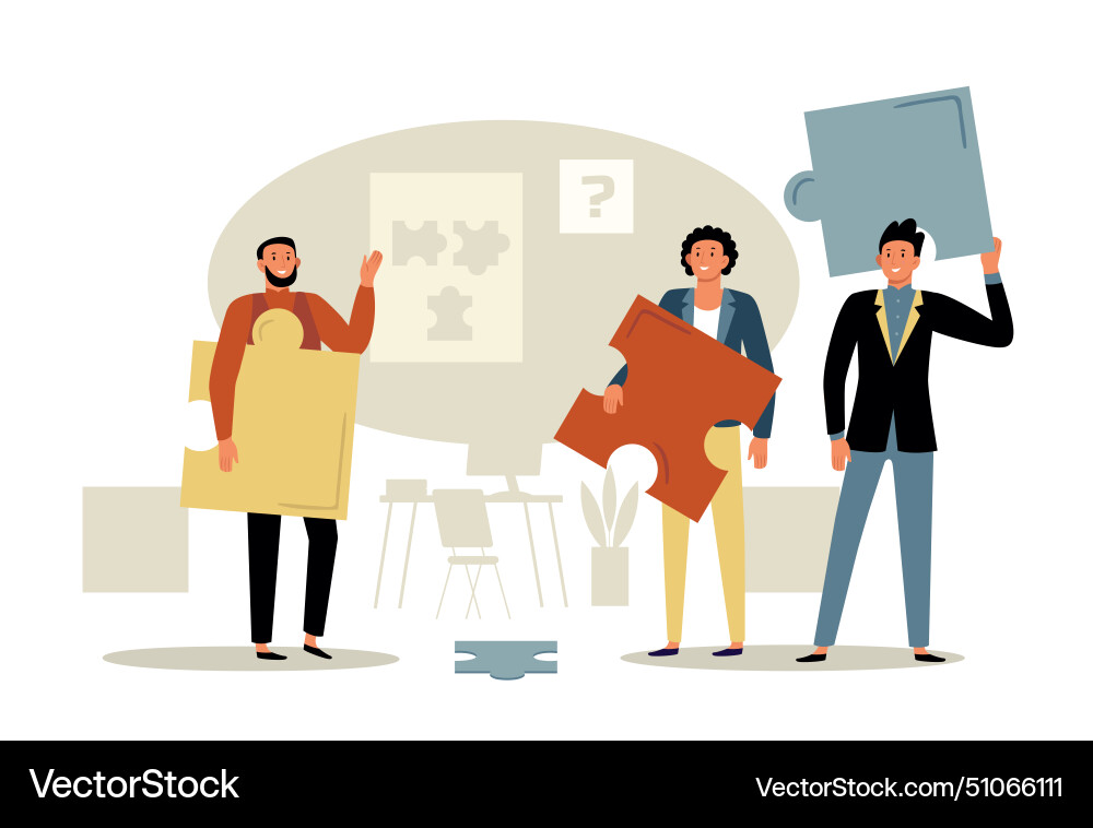 Teams working on project colleagues holding Vector Image