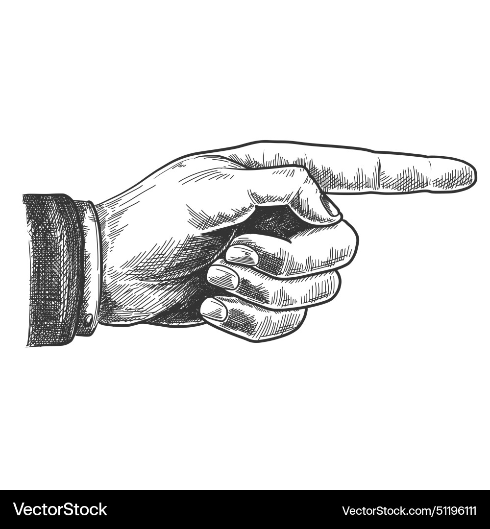 Vintage hand drawn arm with pointing finger Vector Image