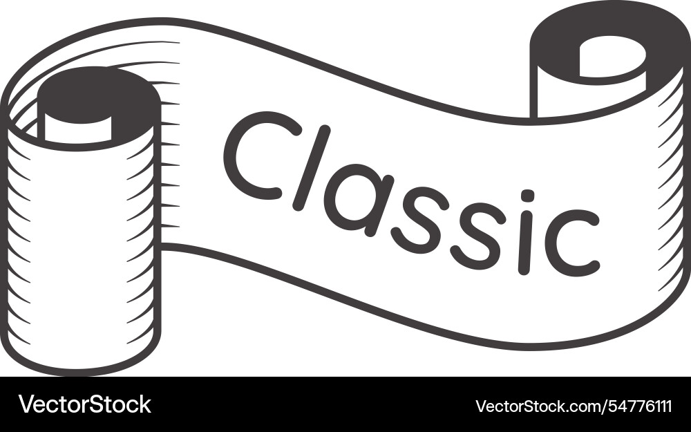 Waving scroll banner featuring the word classic Vector Image