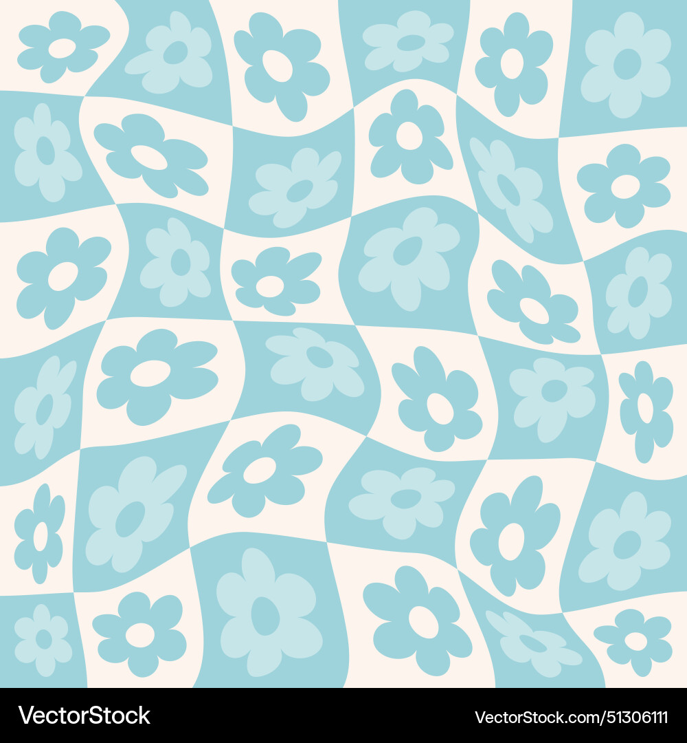 Y2k background retro abstract flowers Royalty Free Vector